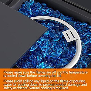 Yaheetech Fire Pit Propane Fire Pit 30 in 50,000 BTU Square Gas Firepits with Glass Tabletop and Water-Resistant Cover for Outside, 2 in 1 Large Outdoor Fire Table for Patio/Garden/Backyard