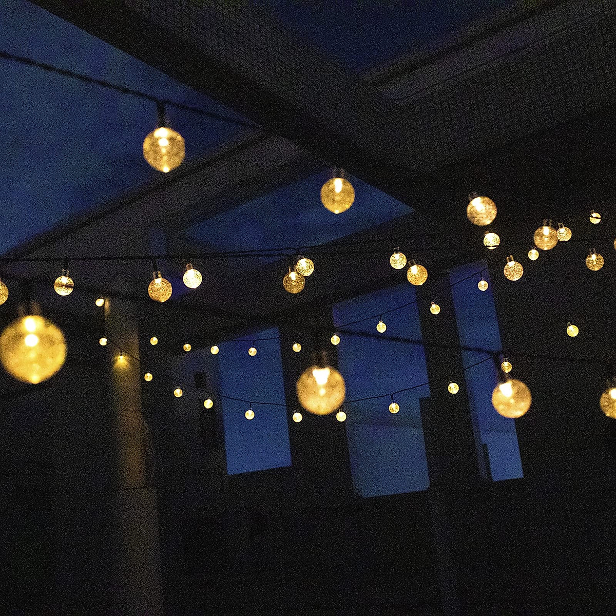 Solar Outdoor String Lights 60 LED Waterproof Solar Powered Patio Lights with 8 Lighting Modes, Crystal Globe Lights for Outside Garden Porch Balcony Yard Wedding Party Decor, 35.6FT, Warm White