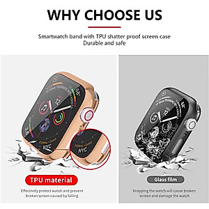 Zsuoop Metal Stainless Steel Bands Compatible with Apple Watch 38/40/41/42/44/45mm With Screen Protector Case,Magnetic Adjustable Strap for iWatch Series 9/8/7/6/5/4/SE/3/2/1 Women Men