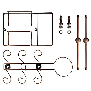 Migecon 3-In-1 Metal Countertop Wine Glass Holder With Wine Racks And Wine Decanter Drying Stand,Freestanding Tabletop Stemware Storage Rack,Vintage Wine Glass Drying Rack.