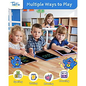 TEKFUN Toys for Kids, 2 Pcs LCD Writing Tablet with Anti-Lost Stylus, 10in Erasable Doodle Board Reusful Drawing Pad for Kids, Travel Car Trip Learning Toys Christmas Birthday Gift for 3 4 5 6 7 Girls