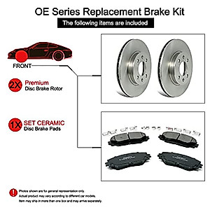 [Front] TOVASTY Brake Pads and Rotors Kit for Dod(ge Neon SXT 2003-2005 OE-Series [BKN1840]
