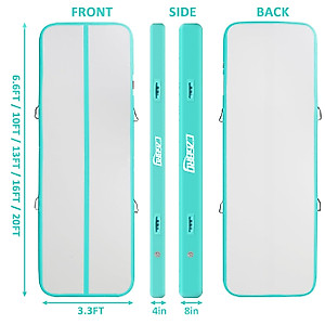 Tumbling Track Mat 10FT 4 Inch Thickness Inflatable Gymnastics Mats Air Mat Tumble Track, Air Floor Training Mats with Air Pump for Kids Gym Home Use Cheerleading Yoga