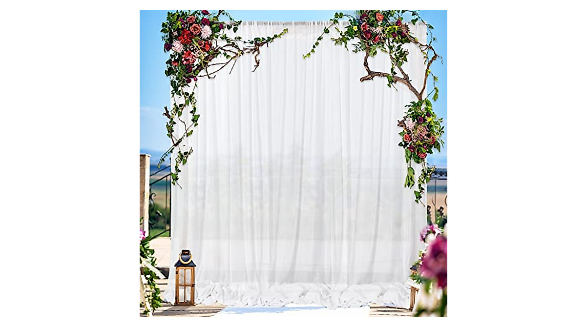 Elegant White Chiffon Wedding Backdrop - 10ft x 10ft