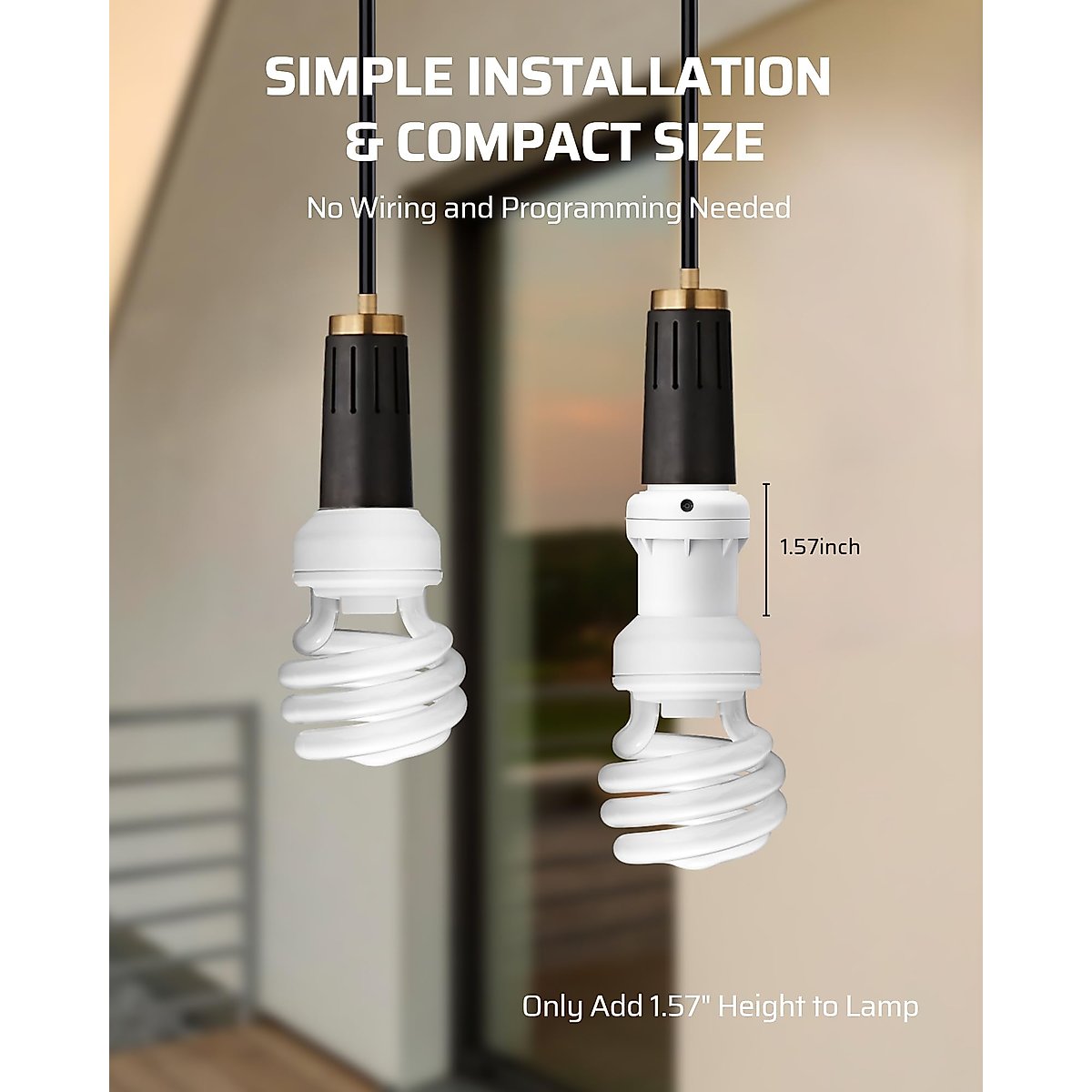 DEWENWILS Light Sensor Socket for Light Fixtures, Automatic Dusk to Dawn Light Bulb Sockets, Compatible with Incandescent/CFL/LED/Halogen Bulbs, 2 Pack