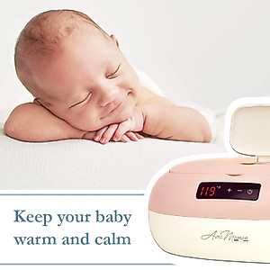 Avec Maman La Caresse Baby Wipe Warmer - Baby Essentials for Girls - Wet Wipe Dispenser - Adjustable Heat Settings Digital Display - Pink - Calentador de Wipes para Bebes - Ideal for Baby Shower