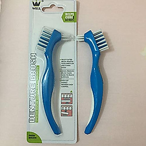 Denture Brush Hard Double Bristle for False Teeth Brush (Blue)