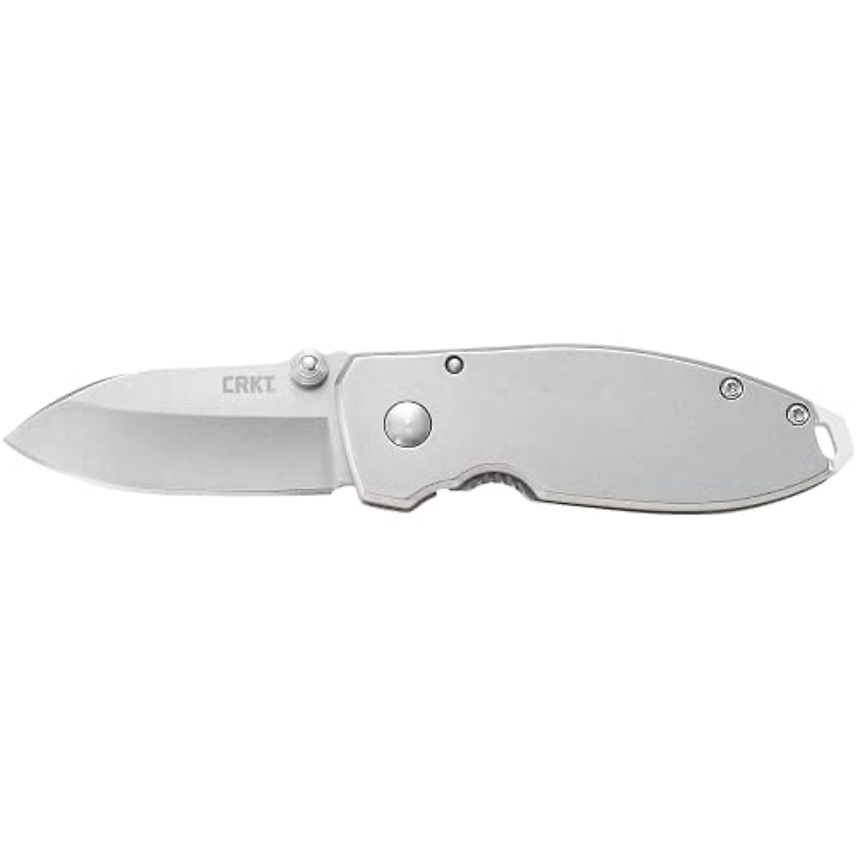 CRKT Squid Folding Pocket Knife: Compact EDC Straight Edge Utility Knife with Stainless Steel Blade and Framelock Handle - Silver Stonewash 2490