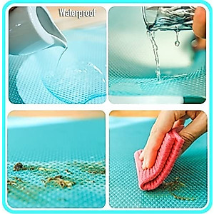 Bravolated 12 Pack Refrigerator Mats Shelf Liners for Glass Shelves (4 Green 4 Blue 4 Red) Fridge Liners Washable Pads Liners for Refrigerator EVA Shelf Liner