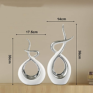 Generic Modern Minimalist Art Crafts, Ceramic Electroplating Home TV Cabinet Decorations, Wine Cabinet Abstract Craft Decorations (2 pcs), White