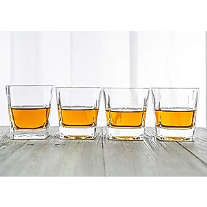 First to act tactical Crystal Whiskey Glasses Set of 6 Large Lead-Free Crystal Glass Tasting Cups Scotch Glasses Tumblers for Drinking Irish Whisky Bourbon Tequila (Square Tumbler, 6 * 9.1oz)