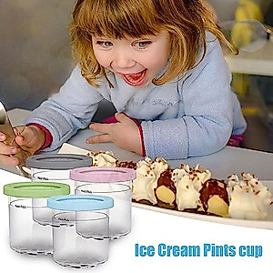 Creami Pints and Lids - 4 Pack, for Ninja Creamy Pints and Lids - 4 Pack, Ice Cream Pints Safe and Leak Proof Compatible with NC299AMZ,NC300s Series Ice Cream Makers