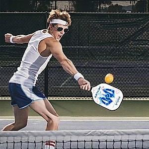 MCALEX Pickleball Paddles, Graphite Pickleball Paddle, Graphite Carbon Fiber Surface with Cushion Comfort Grip Easy to Hold, 8.2 Ounces (Blue/White)