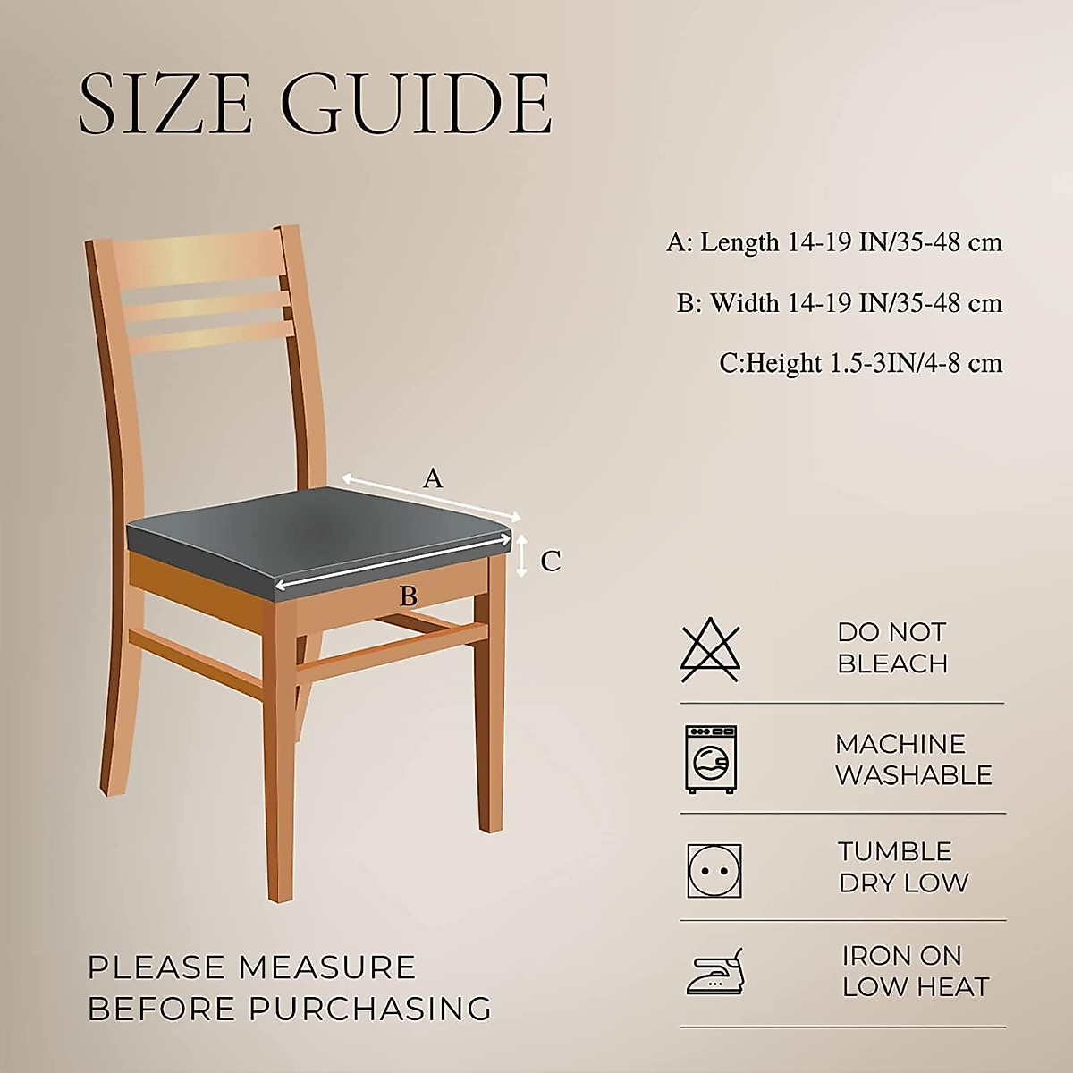 SearchI Waterproof PU Leather Seat Covers for Dining Chairs, 4 Pack Stretch Dining Room Chair Seat Covers, Kitchen Chair Seat Covers Protectors (Blue)