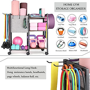 Yoga Mat Storage Rack Home Gym Equipment Storage Organizer Yoga Mat Holder for Yoga Mat Foam Roller Dumbbells Kettlebells Resistance Bands and More Gym Accessories Women Men Workout Equipment