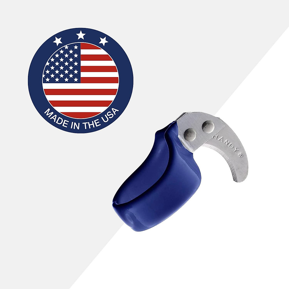 The Original Handy Safety Knife - Utility Ring Knife for Finger with Sharp, Curved Blade - Ring Size 11 - Blue - Standard Blade - Dozen - By Handy Twine Knife