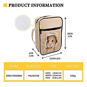 AFPANQZ Cute 3D Hamster Bible Cover Church Bag for Womens Bible Study Scripture Bag Portable Casual Bible Book Case Protective Bible Case Bible Carrying Organizers Bag