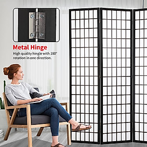BLKMTY Room Divider 6ft Folding Privacy Divider 4 Panel Portable Room Seperating Modern Office Dividers Japanese Screen Wood Wall Divider Tall Freestanding Partition Screen for Bedroom, White