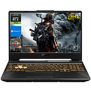 ASUS TUF A15 Gaming Laptop, 15.6" FHD 144Hz Screen, AMD Ryzen 9 5900HX, GeForce RTX 3060, 32GB RAM, 1TB SSD, Webcam, RGB Backlit Keyboard, HDMI, RJ-45, Type-C, Wi-Fi 6, Windows 11 Home