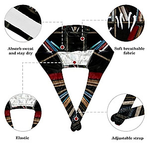 Scrub Caps Women with Bow Hair Rings Set, Adjustable Bouffant Hats for Nurse, Bookshelf Reading Knowledge Unisex Tie Back Hats, One Size