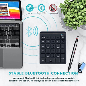 Bluetooth Number Pad for Laptop, Wireless Numeric keypad, 28 Keys Numpad Number Keypad Bluetooth 10 Keys Number Pad for Laptop, MacBook Air/Pro, iMac, Surface Pro, etc