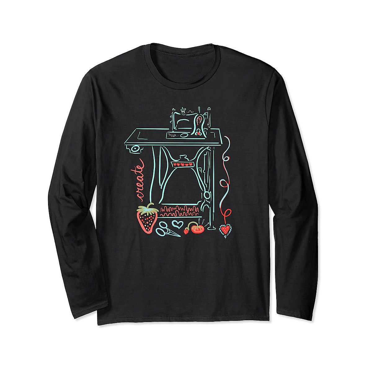 Sewing Machine Craft Table Art Sketch Long Sleeve T-Shirt
