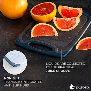 Exitoso Small Cutting Board Set of 6 - BPA Free Cutting Boards for Kitchen Dishwasher Safe - Non Slip Plastic Cutting Board with Juice Groove - Small Plastic Cutting Boards For Kitchen Essentials