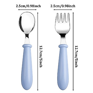 8 Pieces Toddler Utensils, Stainless Steel Toddler Spoons and Forks Kids Silverware Toddler Silverware Set for Safe Dining Baby Utensils (4 Set)