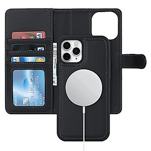 Ｈａｖａｙａ for iPhone 12 Wallet case iPhone 12 case with Card Holder Detachable Magnetic mgasafe Phone case iPhone 12 pro case letaher flip Cover-Black