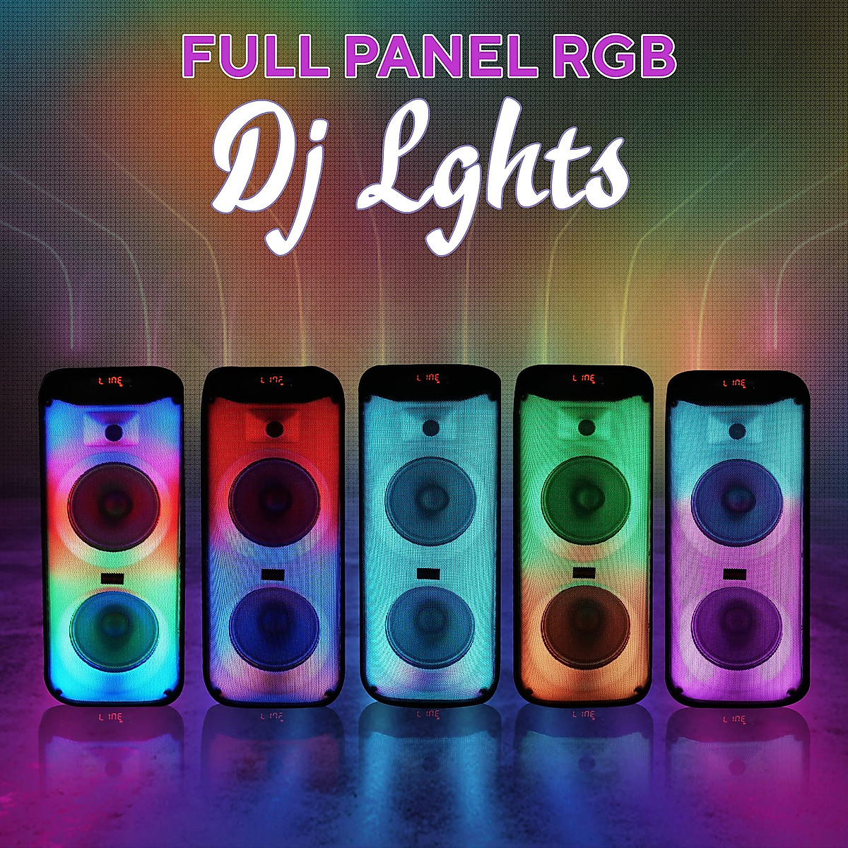 High Power Bass Portable Wireless Bluetooth Studio Dj Party Concert Speaker's - Colorful Liquid Motion Light Changing Rechargeable Waterproof Outdoor Loud Speaker (Ultra Dual 8'' Speaker w (1) Mic)