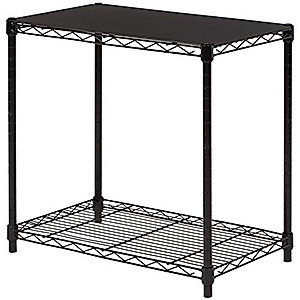 Amazon Basics 2-Tier Stackable Storage Shelf, Black, 13.3 D x 23.2 W x 22.2 H in
