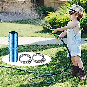 6 Pieces 5/8 Inch Garden Hose Repair Kits Aluminium Water Hose Mender Garden Hose Connectors with 12 Pieces Stainless Steel Clamps (Bright Color)