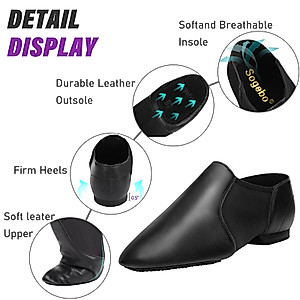 Split Sole Jazz Shoes for Women and Men's Dancing, Black (7.5W / 6.5M)