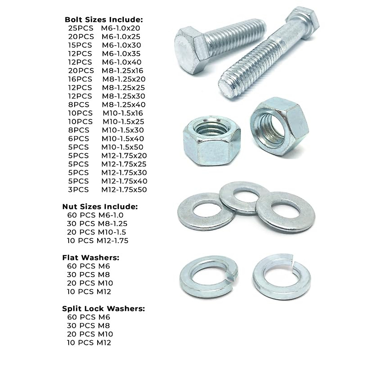 Metric Class 10.9 Hex Cap Screws Bolts, Nuts, & Washers Assortment Kit - 574 Pieces!