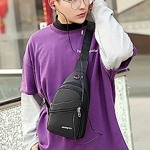 Karymi Waterproof Crossbody Backpack with Headphone Jack, Men Ladies Multipurpose Chest Bag, Liberate Your Hands and Pockets