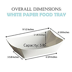 Angel's Peel Lounge White Paper Food Tray 5lb- Grease-Resistant and Microwavable- Heavy Duty Paper trays great for Tacos, Nachos, Fries, BBQ's, Picnics, Carnivals and Parties (Pack of 100)