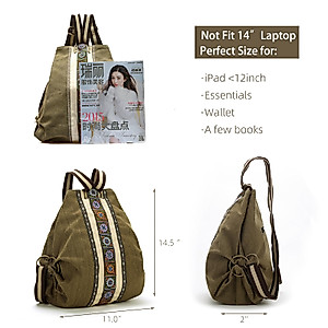 Women Canvas Backpack Daypack Casual Shoulder Bag, Vintage Heavy-duty Anti-theft Travel Backpack