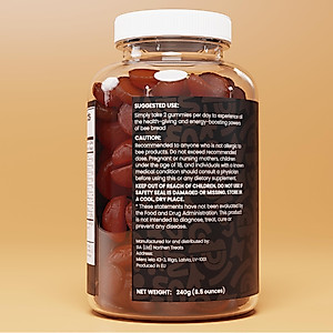 Kiin Bee Pearl Gummies - Bee Bread (fermented Bee Pollen) | 100% Natural Superfood Rich in Vitamins A, B, C, E, K, Mg, P, Enzymes, Amino Acids, Antioxidants, Omega 3 6 9 - Metabolism & Immunity