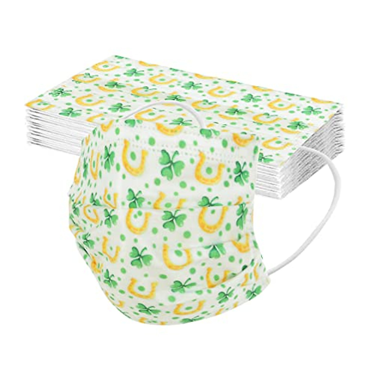 50Pack Women's Disposable St. Patrick's Day Masks Disposable Women Adult Green Anti-Dust Irish Clover St. Paddy's Day