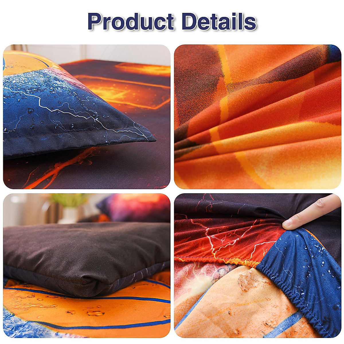 A Nice Night Basketball Print,with Fire and Ice Pattern, Comforter Quilt Set 6PCS Bedding Sets, for Boys Kids Teen (Basketball, Full)