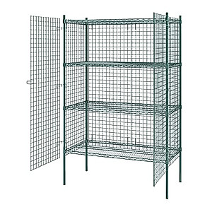 Krollen Industrial NSF Stationary Wire Green Security Cage Kit - 24" x 48" x 74" With 4 Shelves