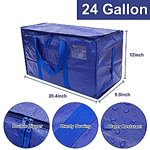 2-Pack Extra Large Moving Bags Heavy Duty Reusable Moving Totes Storage Bag Boxes Containers for Space Saving Storage, Carrying, Travelling, College Dorm Packing, Blue