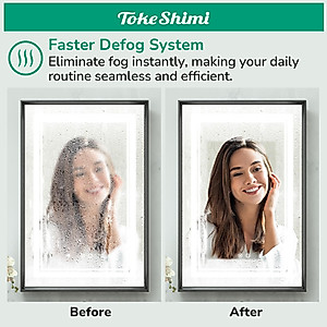 TokeShimi 24x30 Recessed Medicine Cabinet with Lights Mirror, 3-Color Stepless Dimmable LED Mirror Medicine Cabinet Defog, in Wall Medicine Cabinet with 2 Electrical Outlets