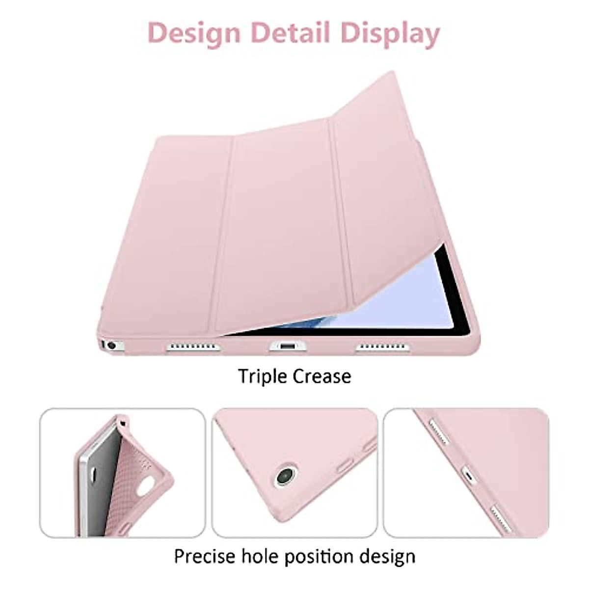 CLARKCAS Case for Samsung Galaxy Tab A8 10.5 Inch 2022 Release Model SM-X200 X205 X207,Slim Cover with Trifold Stand and Soft TPU Back for Samsung Galaxy Tab A8 (Pink)