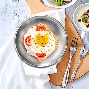 Fasmov 8 Pack 8 inches 18/8 Stainless Steel Plates, Metal 304 Dinner Dishes Serving Camping Plates for Picnic Outdoor Camping, Reusable and Dishwasher Safe