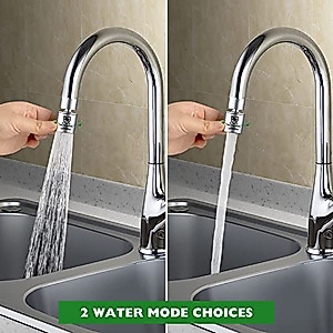 Swivel Faucet Aerator, Faucet Nozzle with 2 Spray Modes,360° NSF Rotate Kitchen Sink Faucet Attachment,Faucet Extender for Kitchen 55/64 inch Female Thread,Kitchen Sink Aerator Chrome