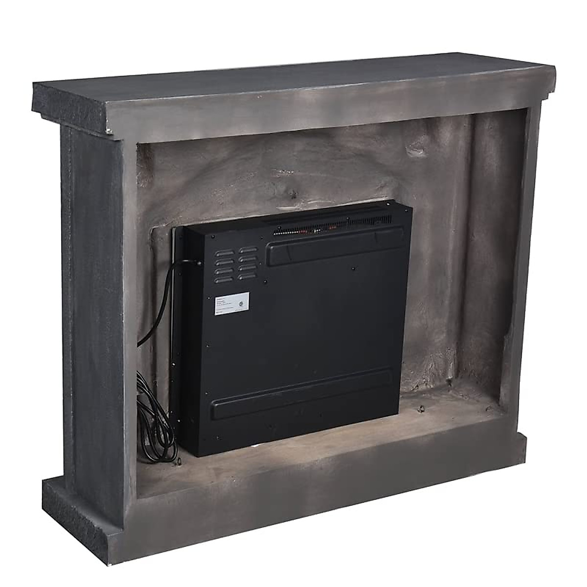 LIVILAND 45-Inch Freestanding Electric Fireplace with Faux Stone Mantel - Gray