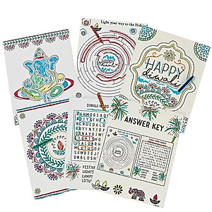 Assorted Design Diwali Activity Sheets - 8.5" x 11"(Pack of 11) - Perfect for Crafting, Drawing & Coloring