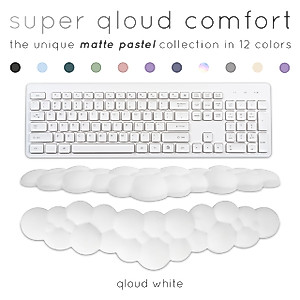 Create-ables Qloud Cloud Wrist Rest Keyboard Wrist Rest for Computer Keyboard Pad, Cloud Keyboard Wrist Rest, Wrist Pad for Keyboard, Memory Foam, Non Slip Base, Comes with Mouse Pad - White