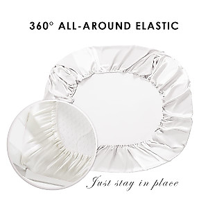 PROMEED 23 Momme Silk Toddler Crib Sheet Set with Fitted Crib Sheet and Silk Pillowcase, Oeko-Tex Certified Premium Silk 2-Piece Crib Sheet Set for Baby Boy/Girl (White, Crib)